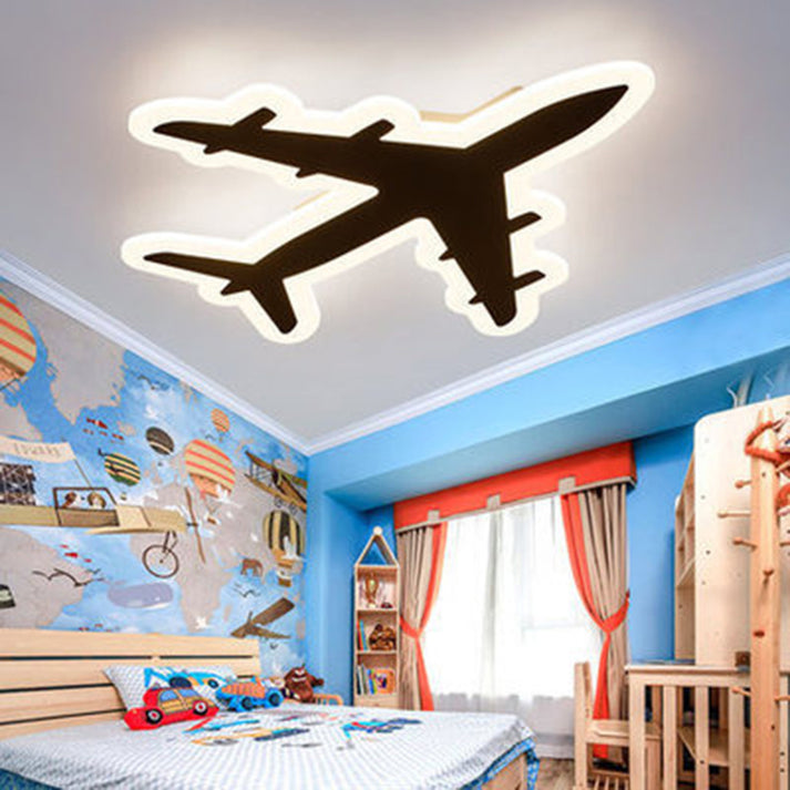 Acrylic Plane Flushmount Lighting Kids White Led Surface Mount Ceiling ...