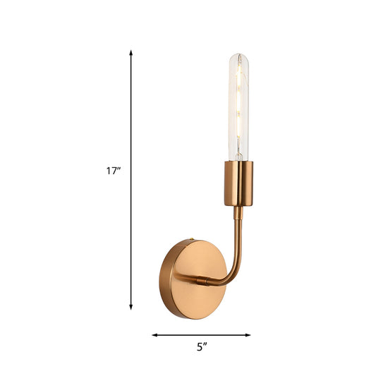 Metal Gold Wall Lamp Open Bulb 1/2-Light Vintage Wall Light Sconce with ...