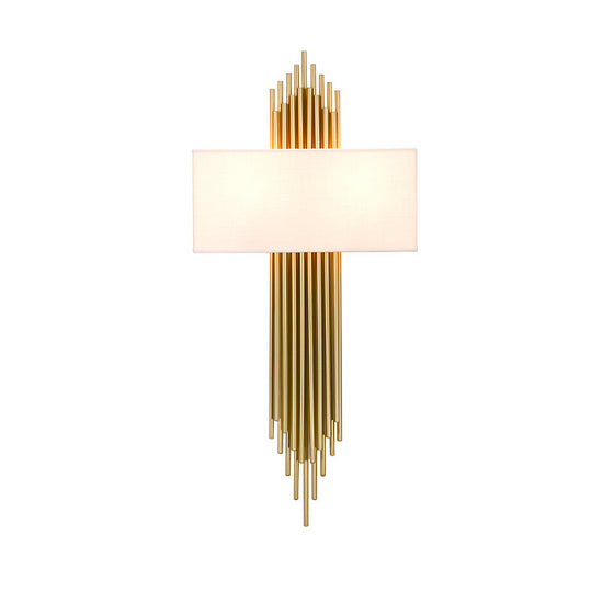 Modern Rectangle Wall Light 2 Heads Fabric Shade Wall Sconce in Black ...