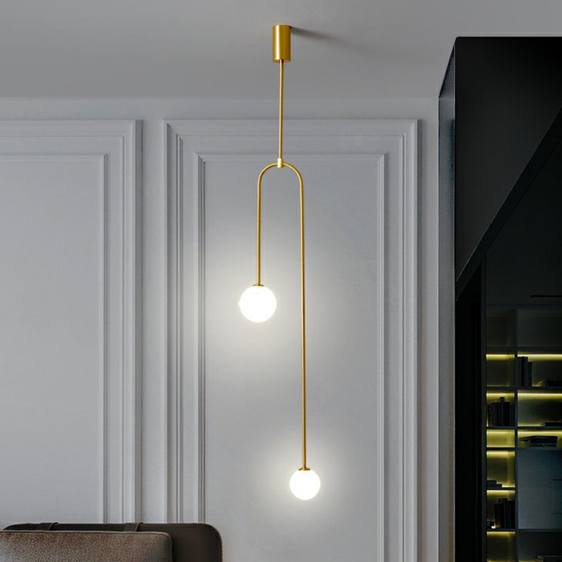 Minimalistic Orbs Pendant Ceiling Light Opal Glass 2-Light Bedside ...