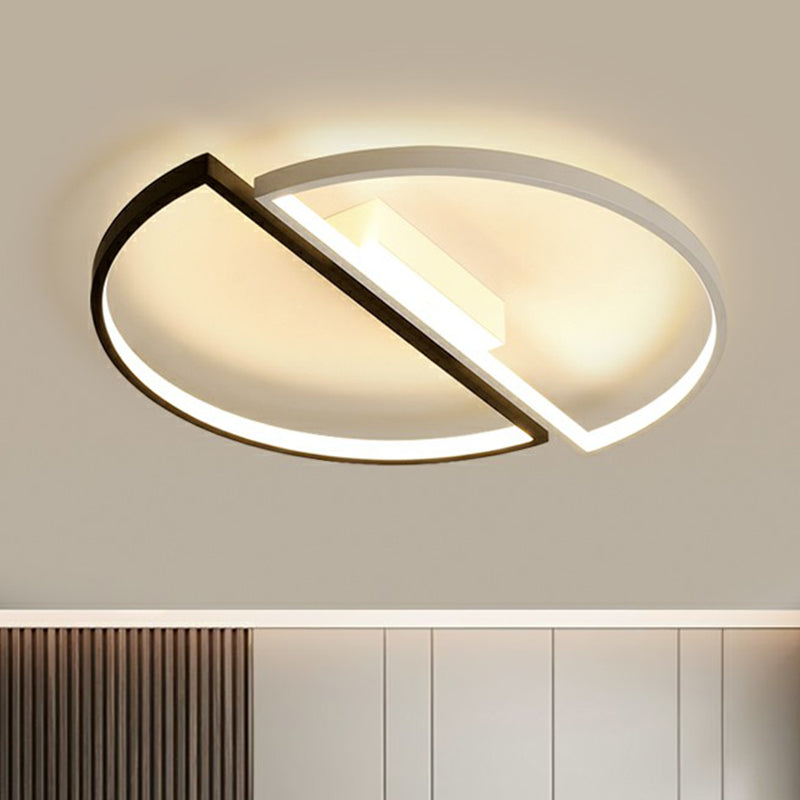 Aluminum Semi-Circle LED Flush Mount Ceiling Light Minimalistic Black ...