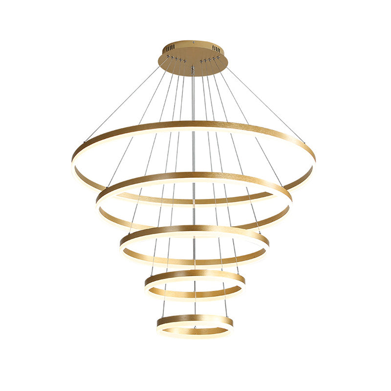 Art Deco Tiered Rings Chandelier Aluminum Living Room LED Suspension ...