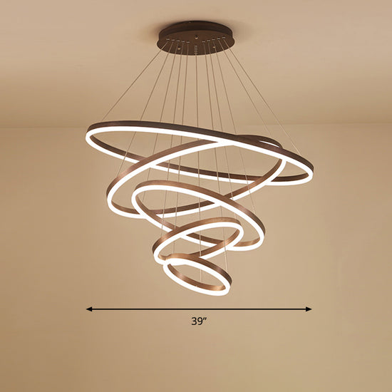 Acrylic Loop Shaped Chandelier Minimalist Elegant Coffee LED Suspension ...