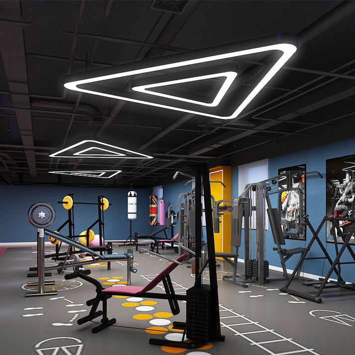 Triangular Gym Ceiling Hang Light Metallic Modern LED Chandelier ...
