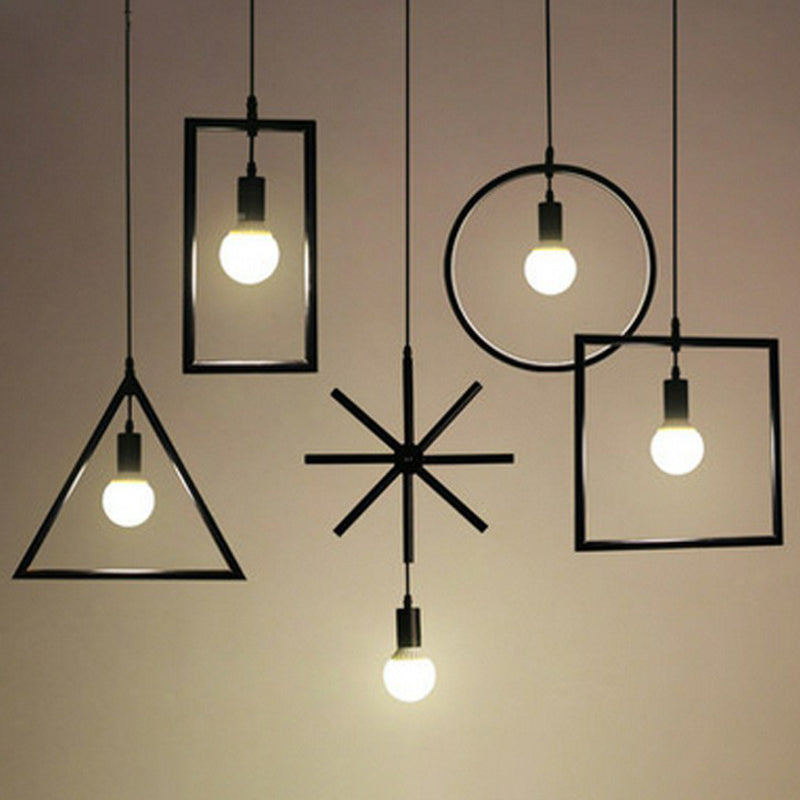 Single-Bulb Geometric Shaped Pendant Industrial Style Metal Suspension ...