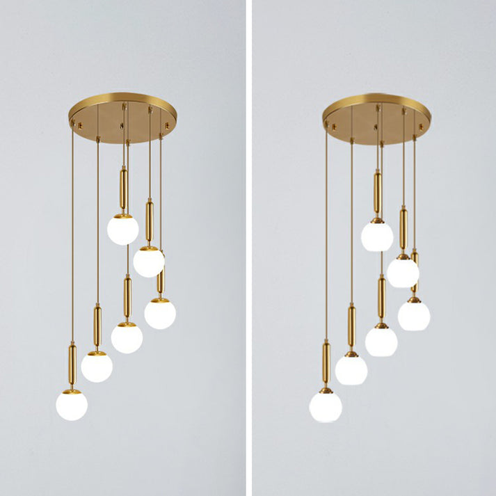 Minimalist Ball Pendant Lighting White Glass Stairway Multi Hanging ...
