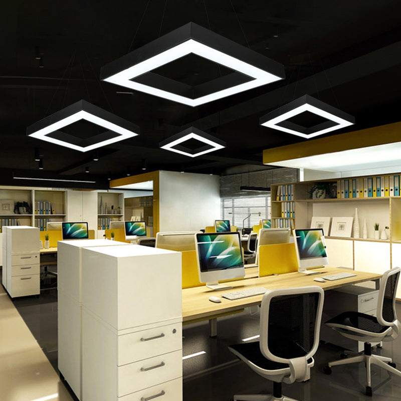Simple LED Hanging Ceiling Light Square Chandelier Lighting with ...