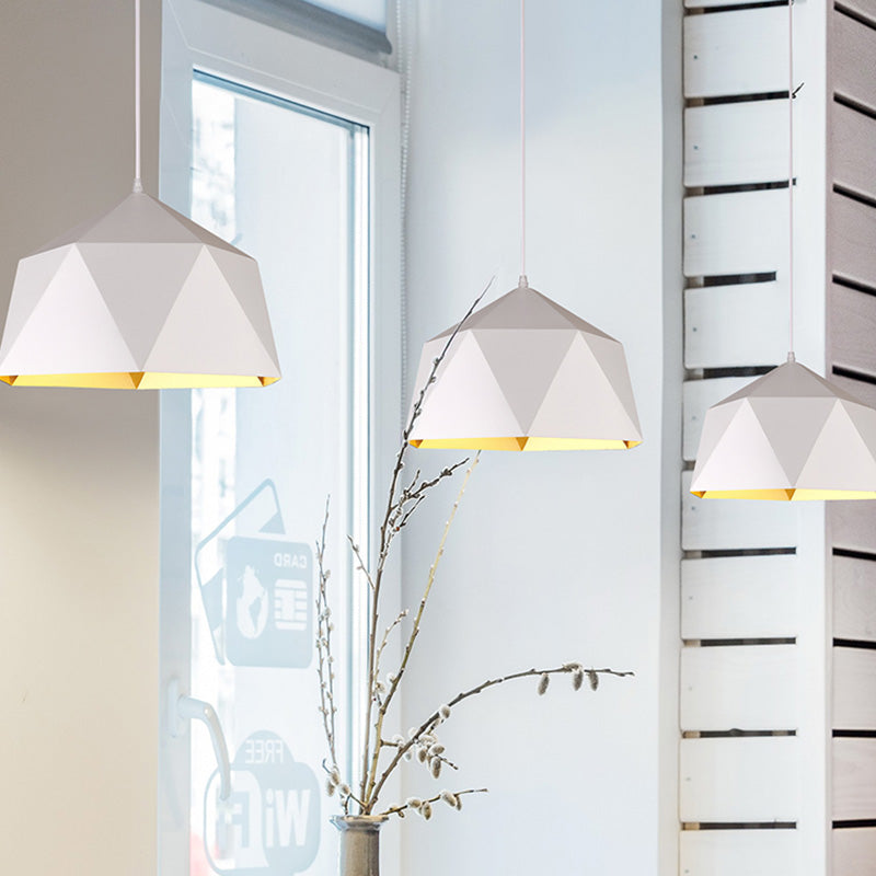 Rhombus Cut Metal Suspension Lamp Loft Style 1-Light Living Room ...
