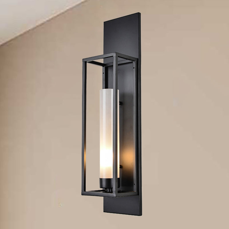 Black Rectangular Wall Lamp Modernism Style 1 Bulb Metal Sconce ...