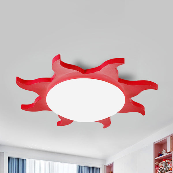 Sun Shaped Flush Ceiling Light Cartoon Wood Acrylic Ceiling Light for ...