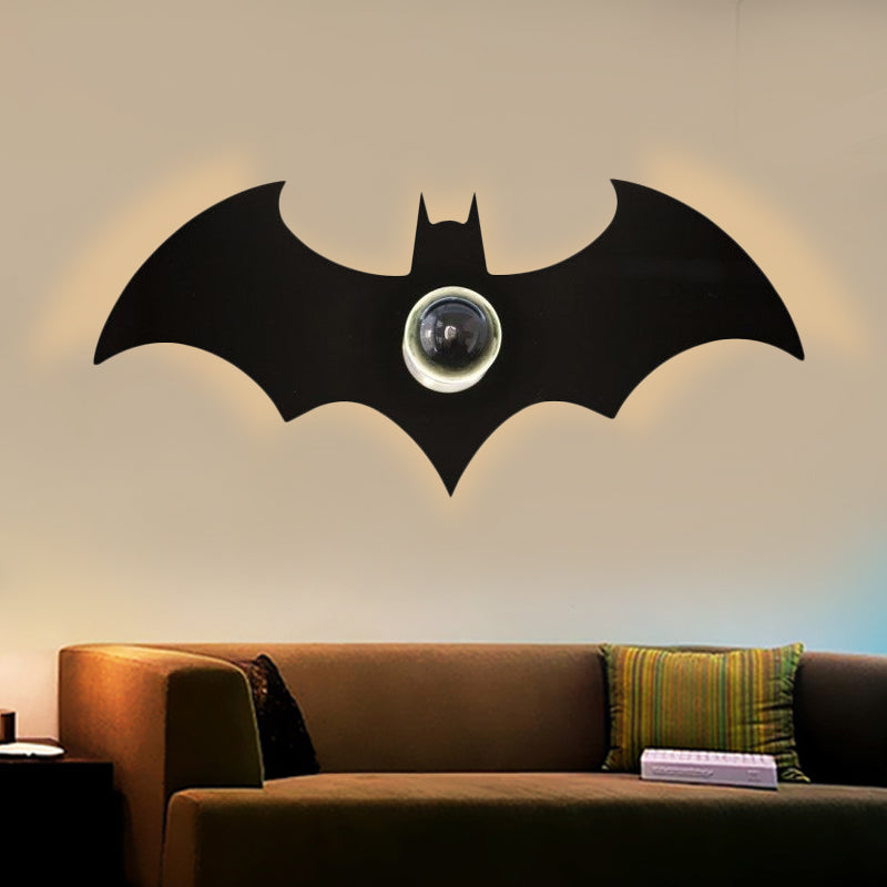 Metal Small Bat Wall Light 1 Head Modern Creative Sconce Light in Black ...