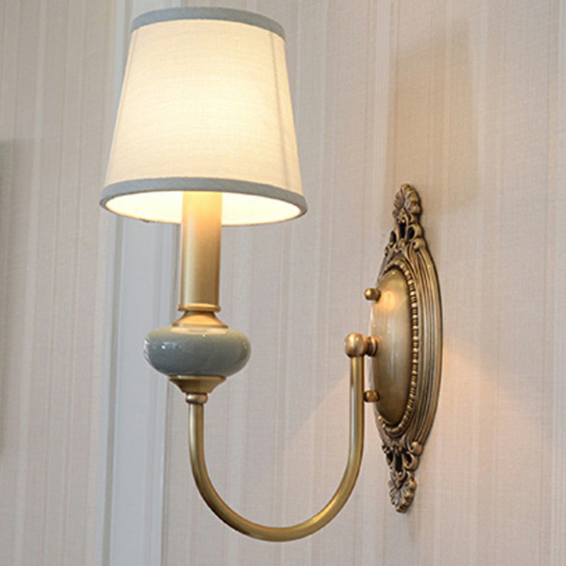 Brass Swoop Arm Sconce Light Traditional Metal Living Room Wall Lamp ...
