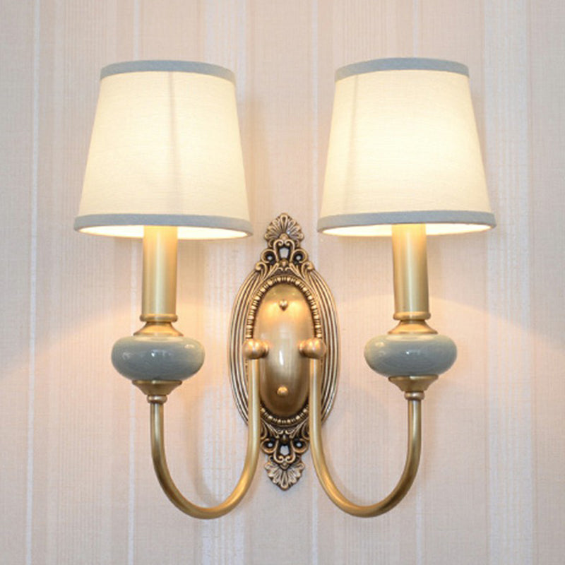 Brass Swoop Arm Sconce Light Traditional Metal Living Room Wall Lamp ...