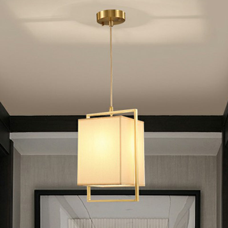 1 Head Bedroom Hanging Light Modern Gold Drop Pendant with Rectangular ...