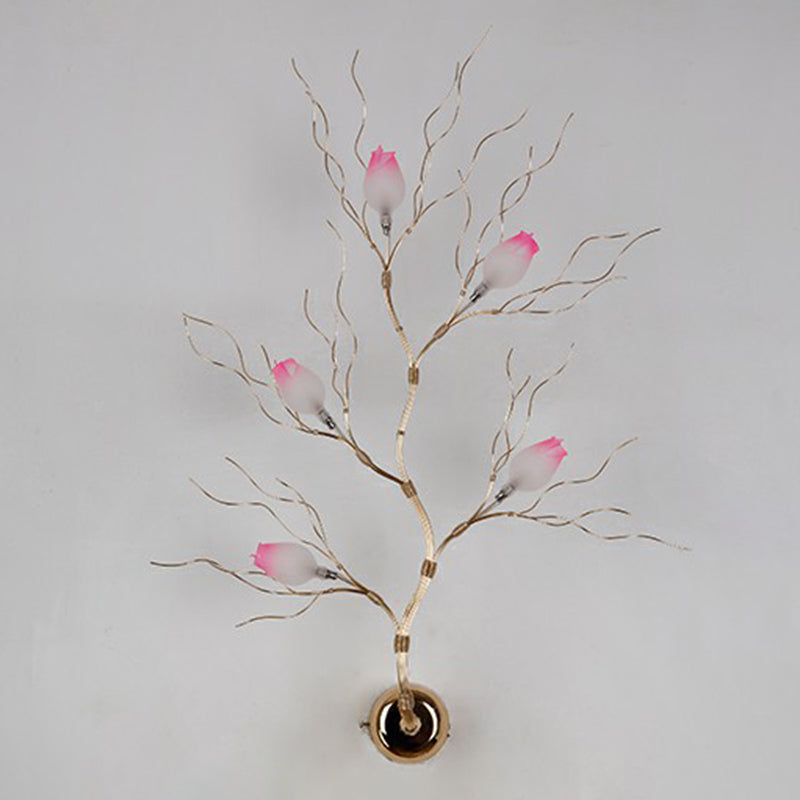 Artistic Rose Wall Mount Light Aluminum 5 Heads Living Room Sconce ...