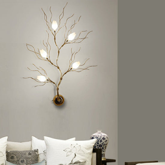 Artistic Rose Wall Mount Light Aluminum 5 Heads Living Room Sconce ...
