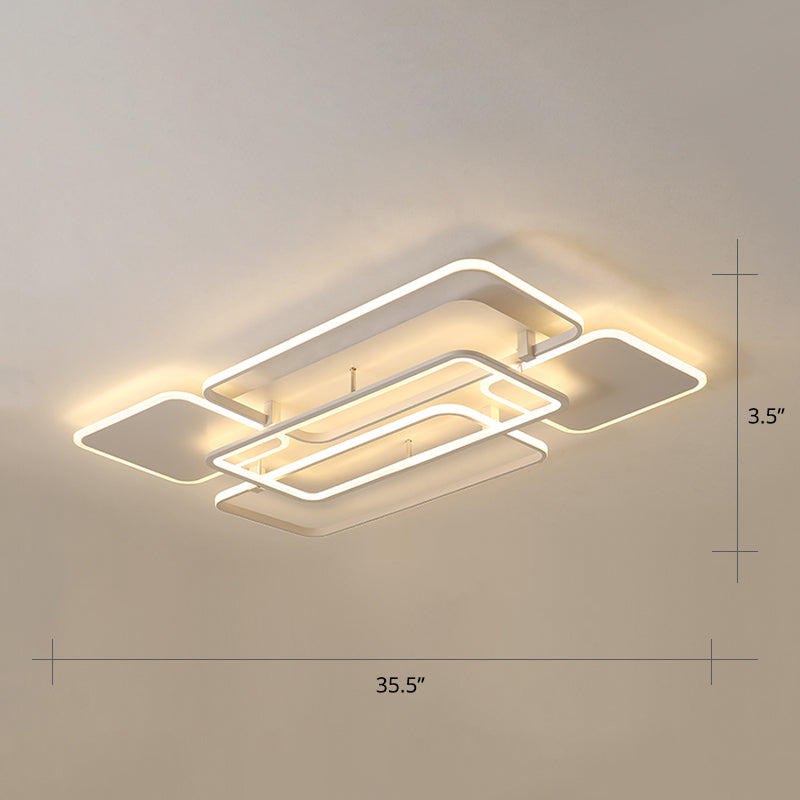White Frame LED Flush Mount Lighting Contemporary Metal Flushmount ...