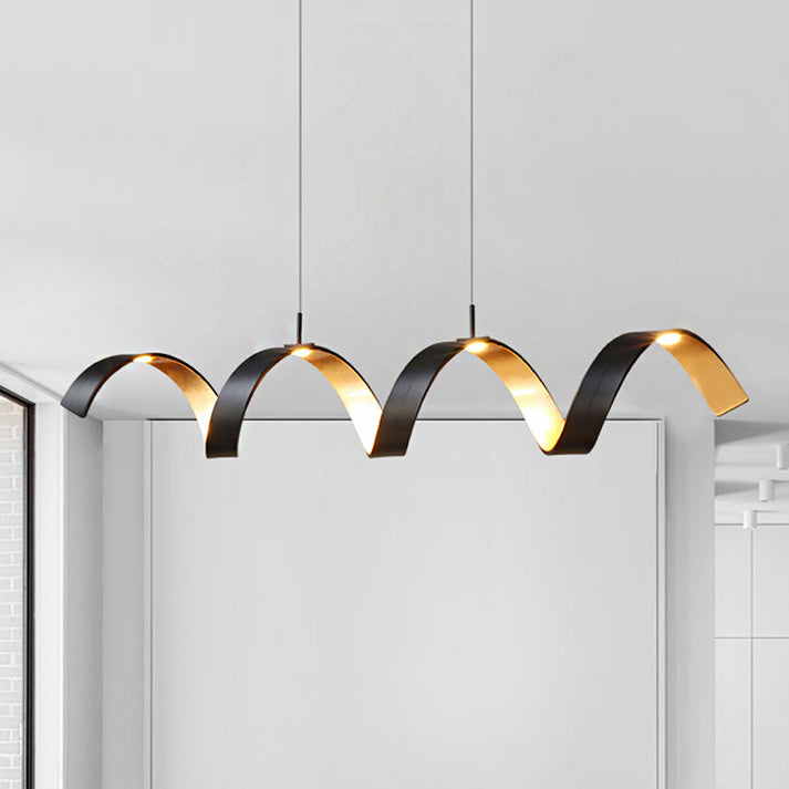 Black and Gold Twisted Ceiling Lamp Simplicity Single Light Acrylic ...