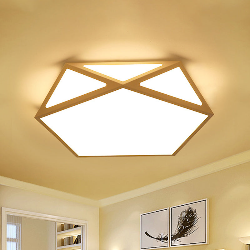 Black/White Pentagon Flush Ceiling Light with Acrylic Shade Simple LED ...