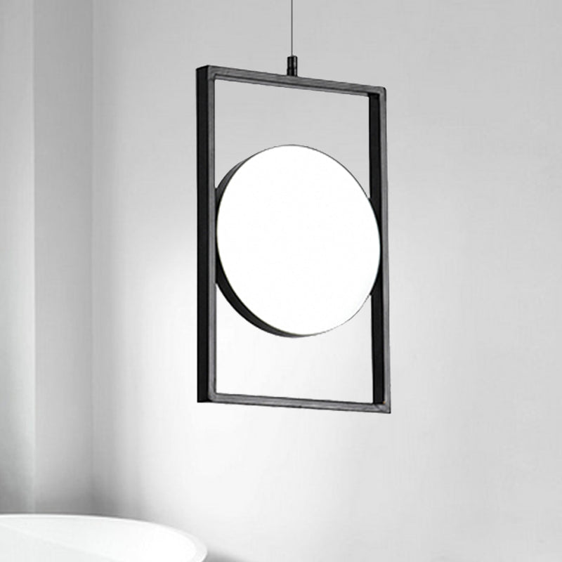 Black Rectangle Pendant Hanging Light Post Modern Metal LED Suspension ...