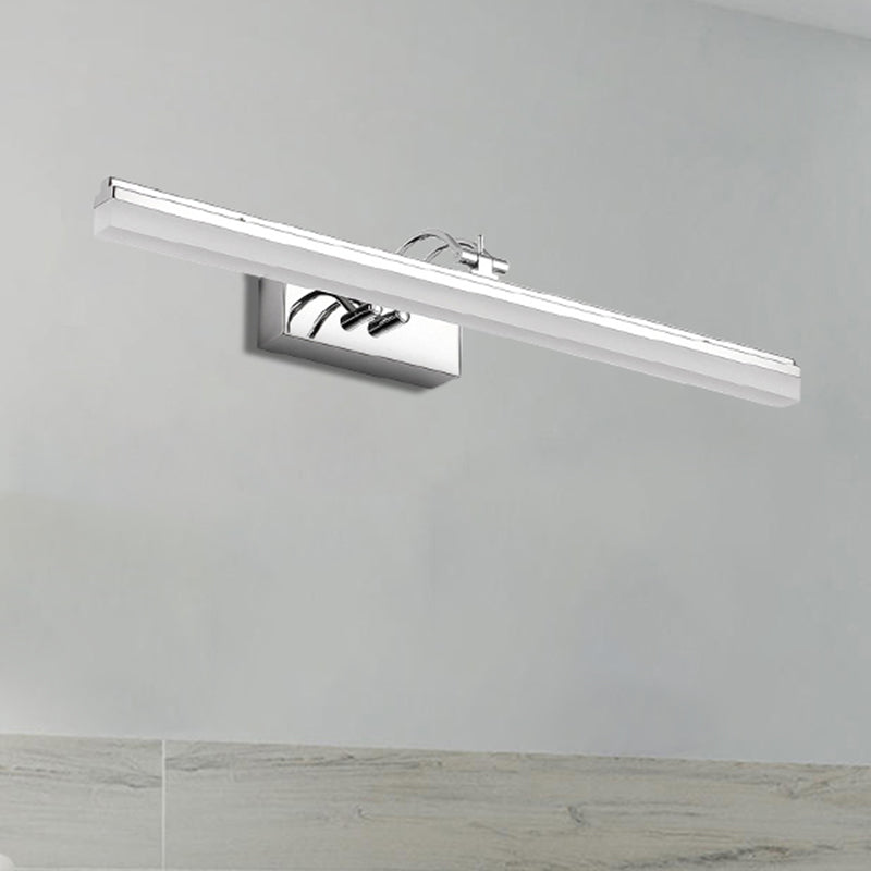LED Bathroom Vanity Lighting with Linear Acrylic Shade Silver Wall ...