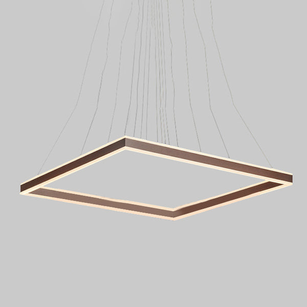 Square Ceiling Pendant Modern Acrylic 1/2/3-Head LED Brown Chandelier ...