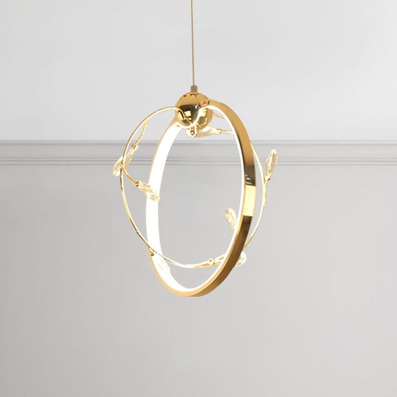 Gold Hoop Suspension Pendant Modern 1-Light Acrylic LED Chandelier ...