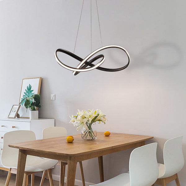Seamless Curve Ceiling Pendant Light Simple Style Metal Dining Room LED ...