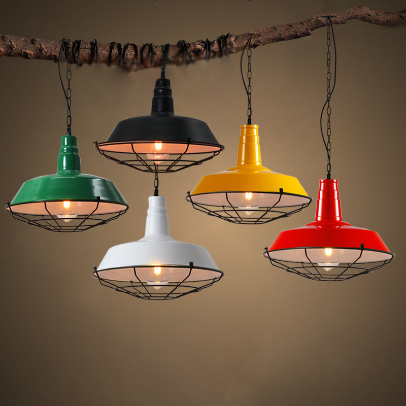 Single-Bulb Pendant Light Loft Style Barn Shade Metal Pendulum Light ...