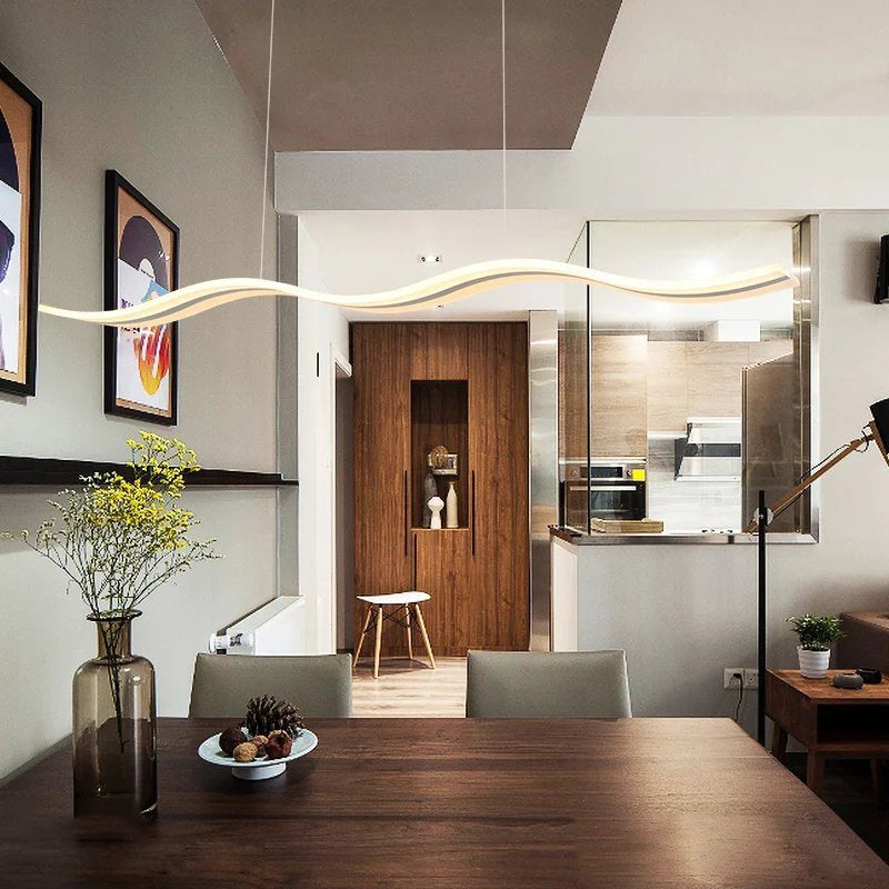 Wave Shaped Island Pendant Light Artistic LED Acrylic Restaurant ...