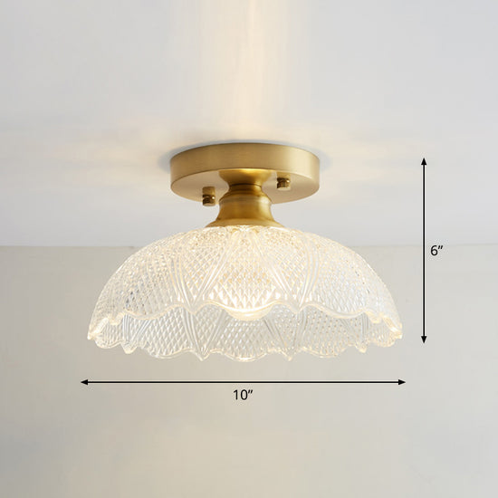Industrial Small Ceiling Light Fixture 1-Light Textured Glass Semi ...