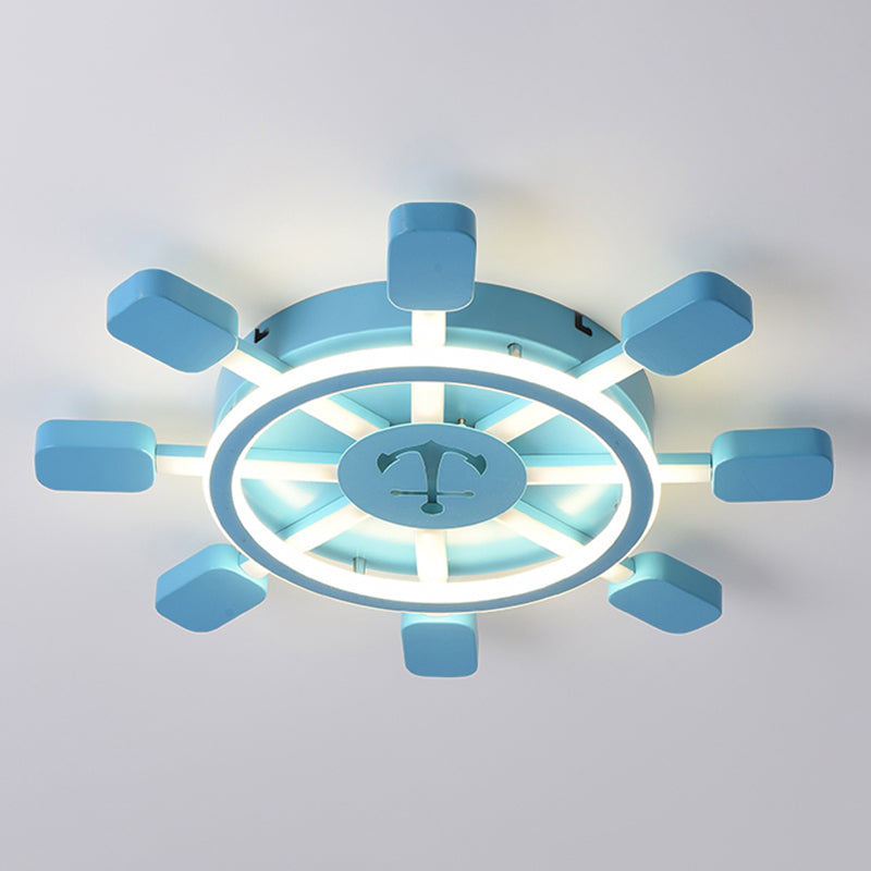 Aluminum Rudder Flush Ceiling Light Childrens Sky Blue LED Flush Light ...