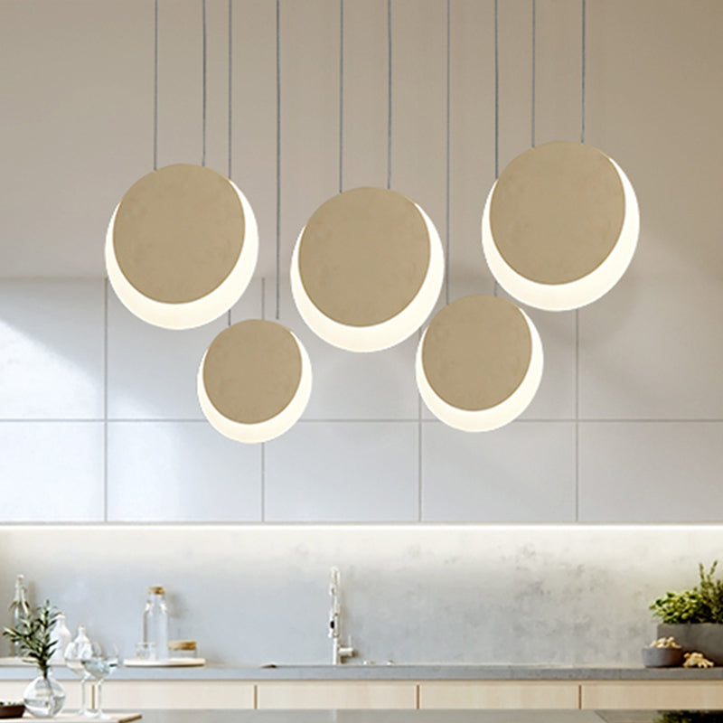 Moon Shaped Multi Light Pendant Nordic Metal 3/4/5 Lights White Cluster ...