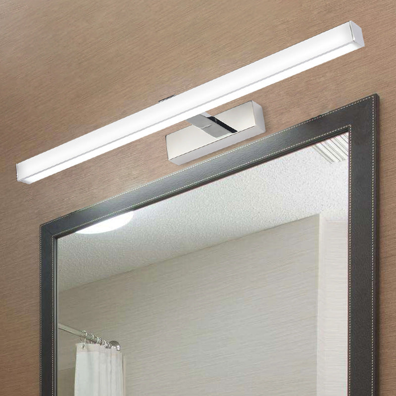 White Rod Shaped Wall Lamp Minimalist Acrylic LED Wall Mounted Vanity ...