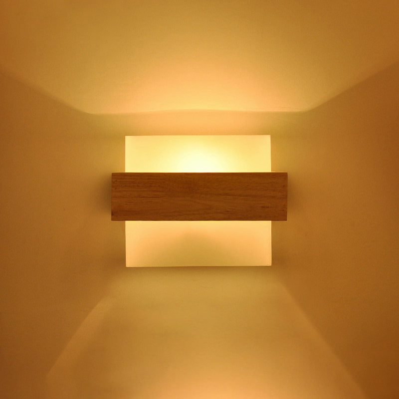 Square Corridor Wall Lighting Fixture White Glass 1-Light Simple Style ...