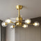 39.5" Wide Dual Glass Ball Fan Light Fixture Simplicity Brass Remote ...