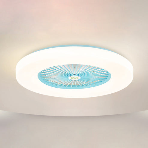 21" Wide Round Acrylic Ceiling Fan Lighting Fixture Macaron LED Semi ...