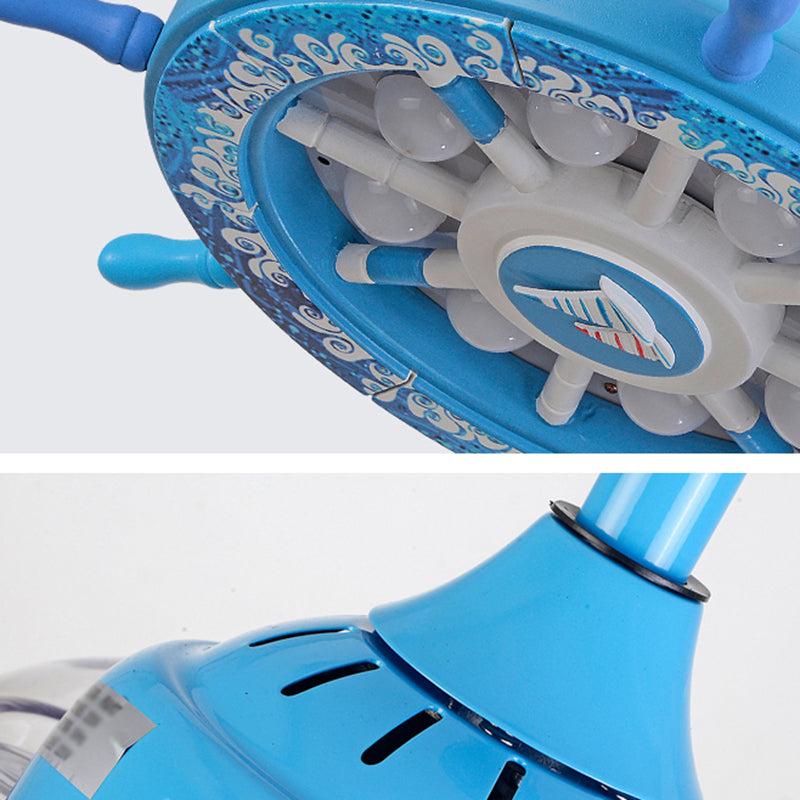 Creative Kids Rudder Hanging Fan Light Fixture Metal Boys Room LED Semi ...