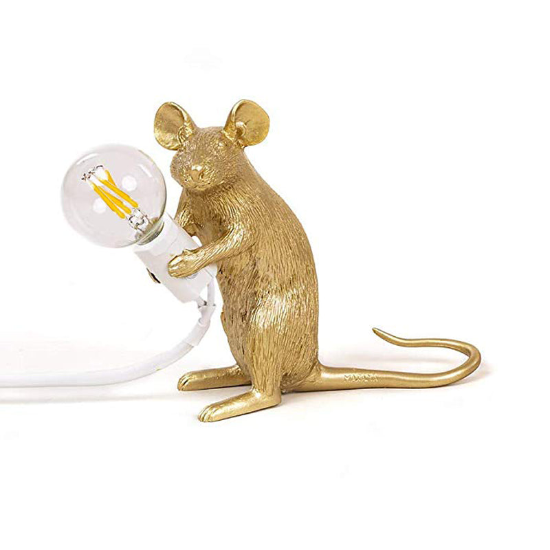 Gold Finish Mouse Small Table Light Decorative Single Resin Night Lamp ...