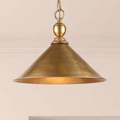 Metallic Brass Finish Pendant Light Fixture Tapered Shade 1 Light Mid ...