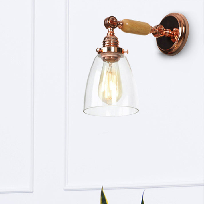 One Bulb Wall Light with Tapered Shade Clear Glass Industrial Living ...