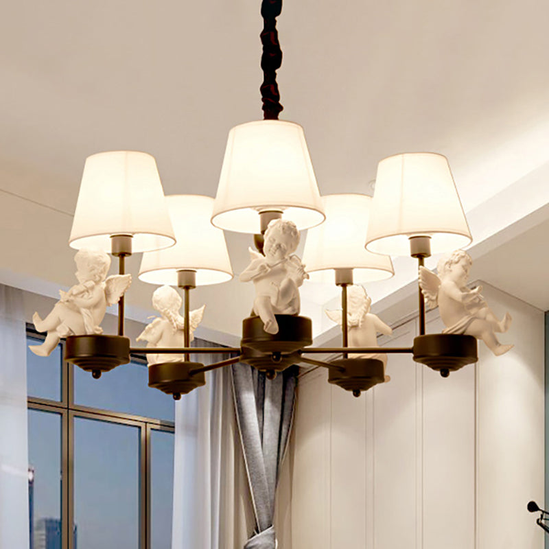 White Angel Hanging Ceiling Lamp Simple Style Fabric Hanging Pendant ...