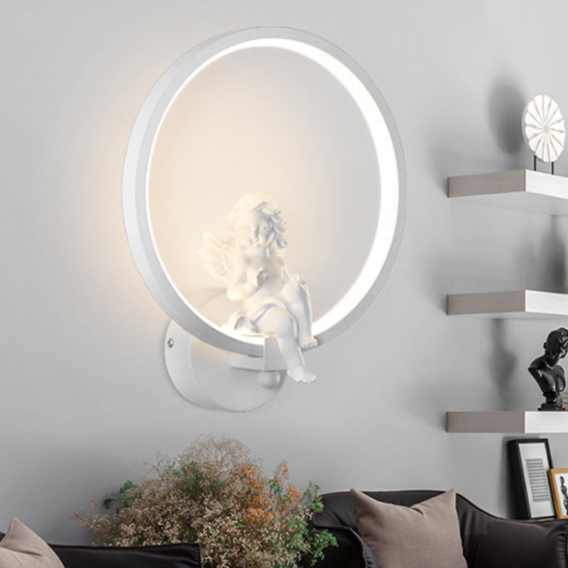Art Ring Sconce Light with Little Angel Metal Resin Wall Lamp for ...