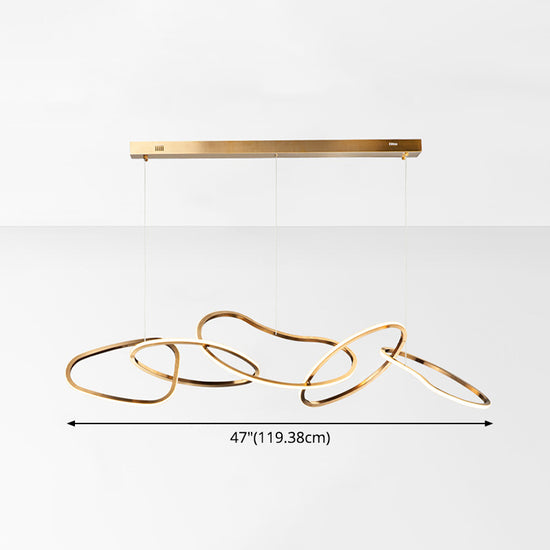 Metal 5-Ring Island Lighting Minimalist Golden LED Hanging Light for ...