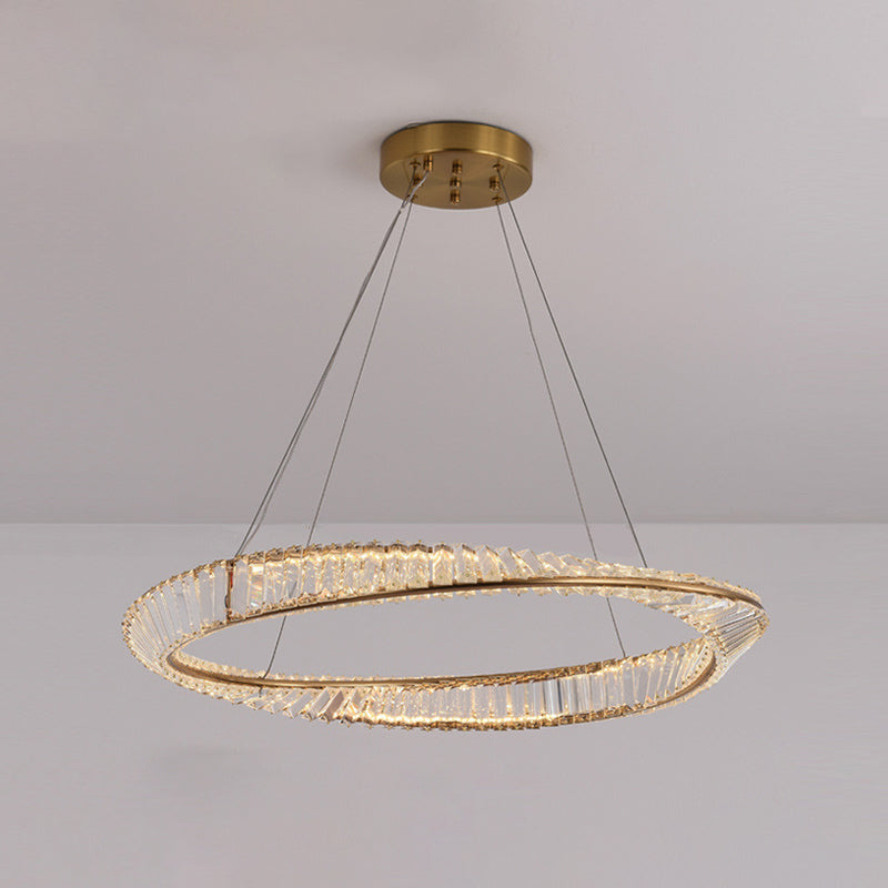 Twisted Ring Shaped Chandelier Modern Crystal LED Brass Suspension ...