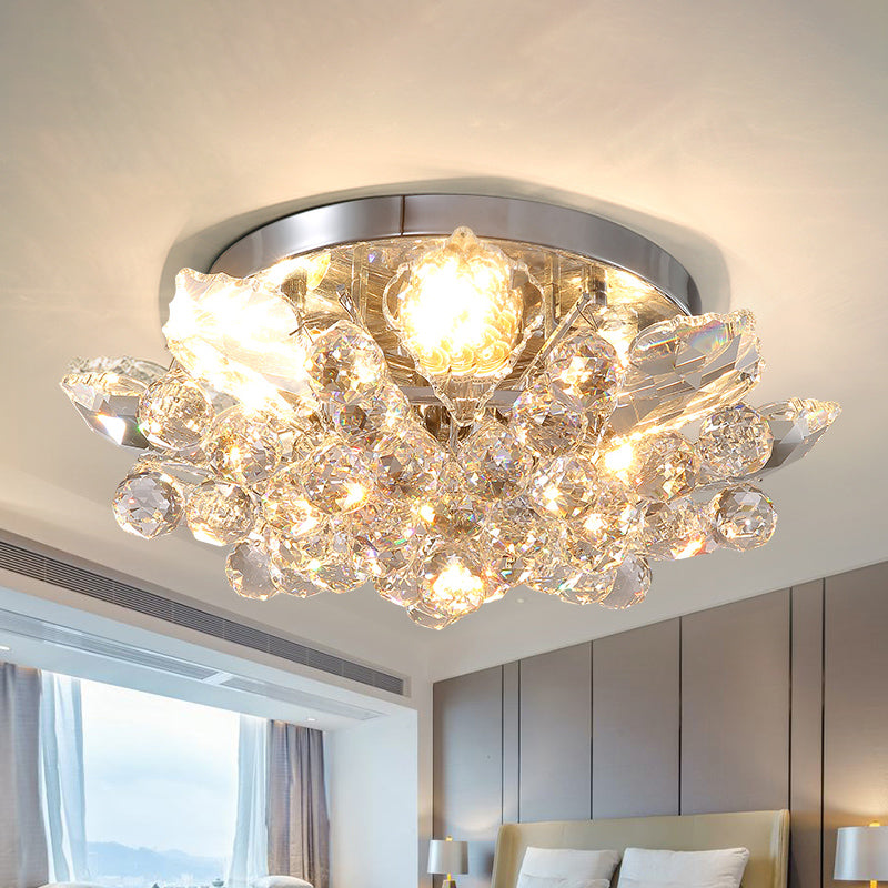 4 Lights Bedroom Flush Ceiling Light Minimal Gold/Silver Flush Mounted ...