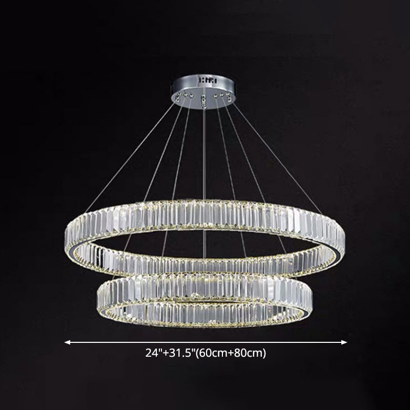 Ultra-modern Ring LED Chandelier Lamp Crystal Suspension Pendant Light ...
