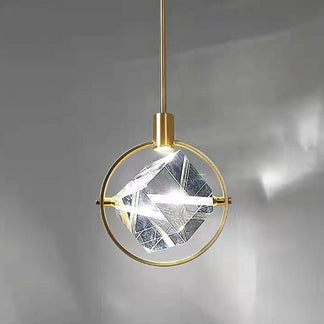 Gold Ring Pendant Lighting Fixture Contemporary Style LED Crystal ...