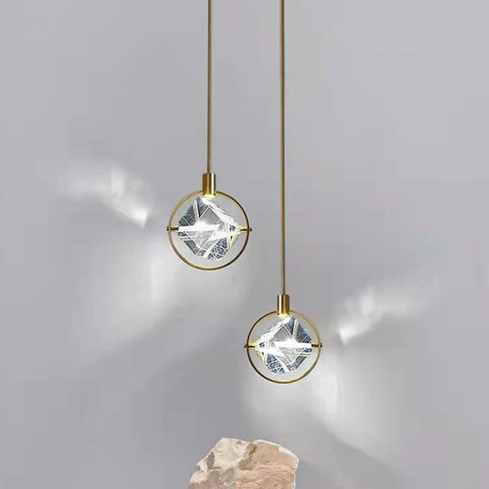 Gold Ring Pendant Lighting Fixture Contemporary Style LED Crystal ...