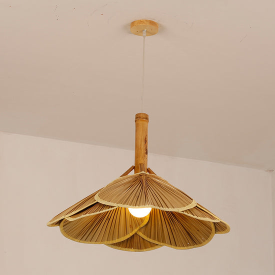 Modern Fan Ceiling Light Bamboo 1 Light Suspension Pendant in Wood for ...